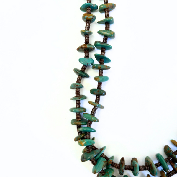 Joe Pacheco Two Strand Turquoise/Olive Shell Necklace - Museum of New ...