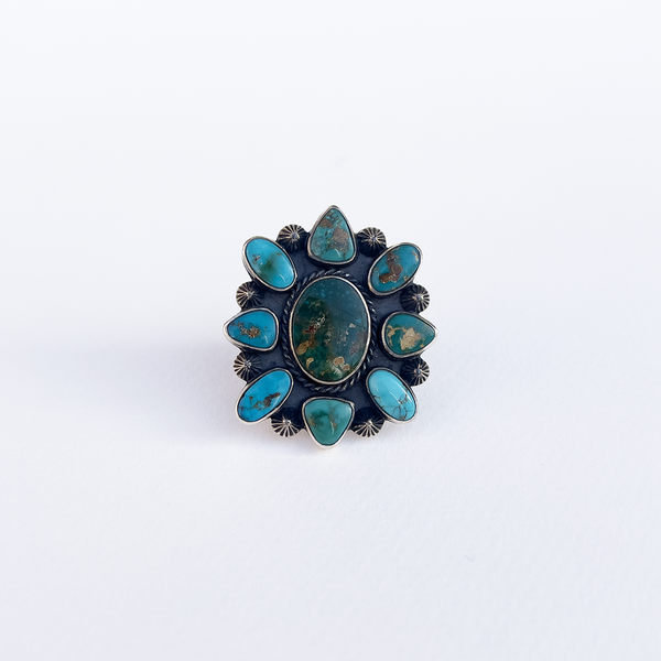 Leonard Chee Blue Gem Cluster Ring - Museum of New Mexico Foundation Shops